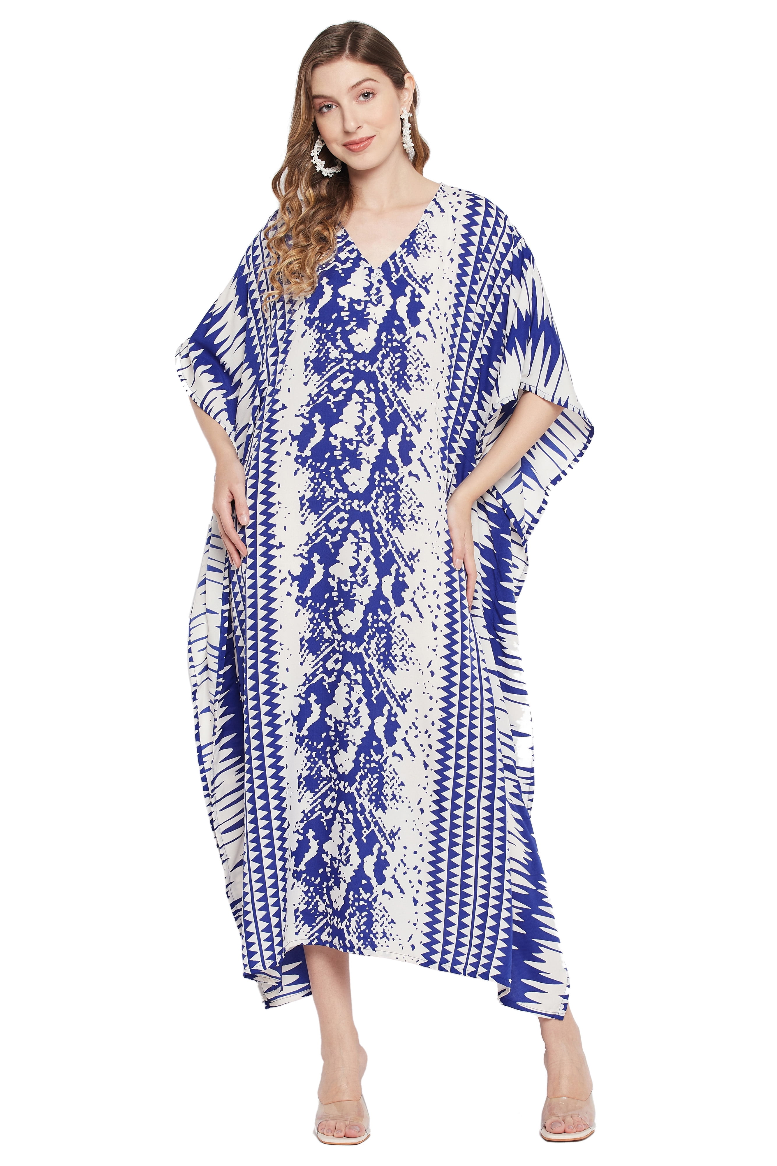 Oussum Women's Plus Size Kaftans Dresses Polyester Printed Long Caftan ...