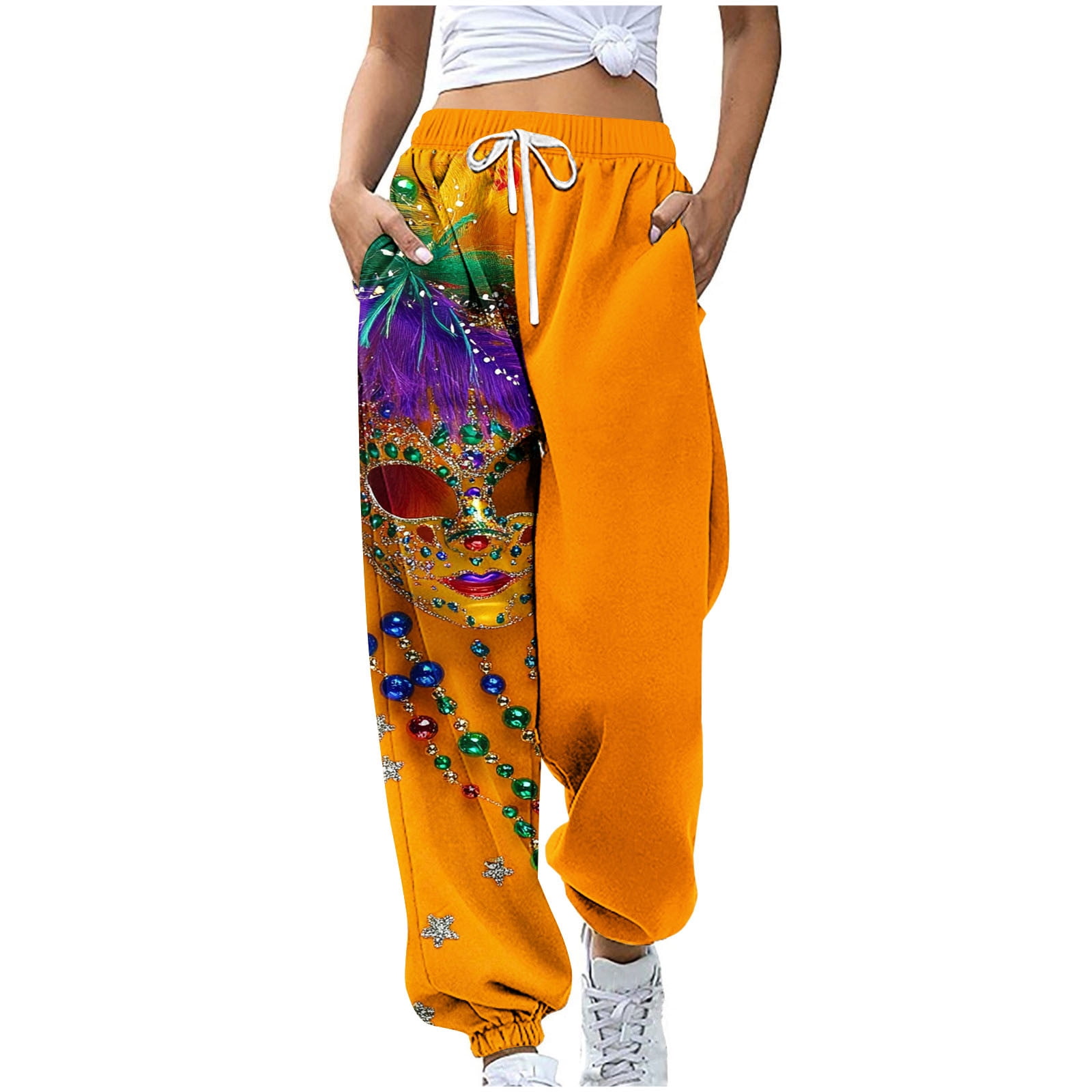 Ousvtion Mardi Gras Sweatpants for Women Carnival Graphic Print ...