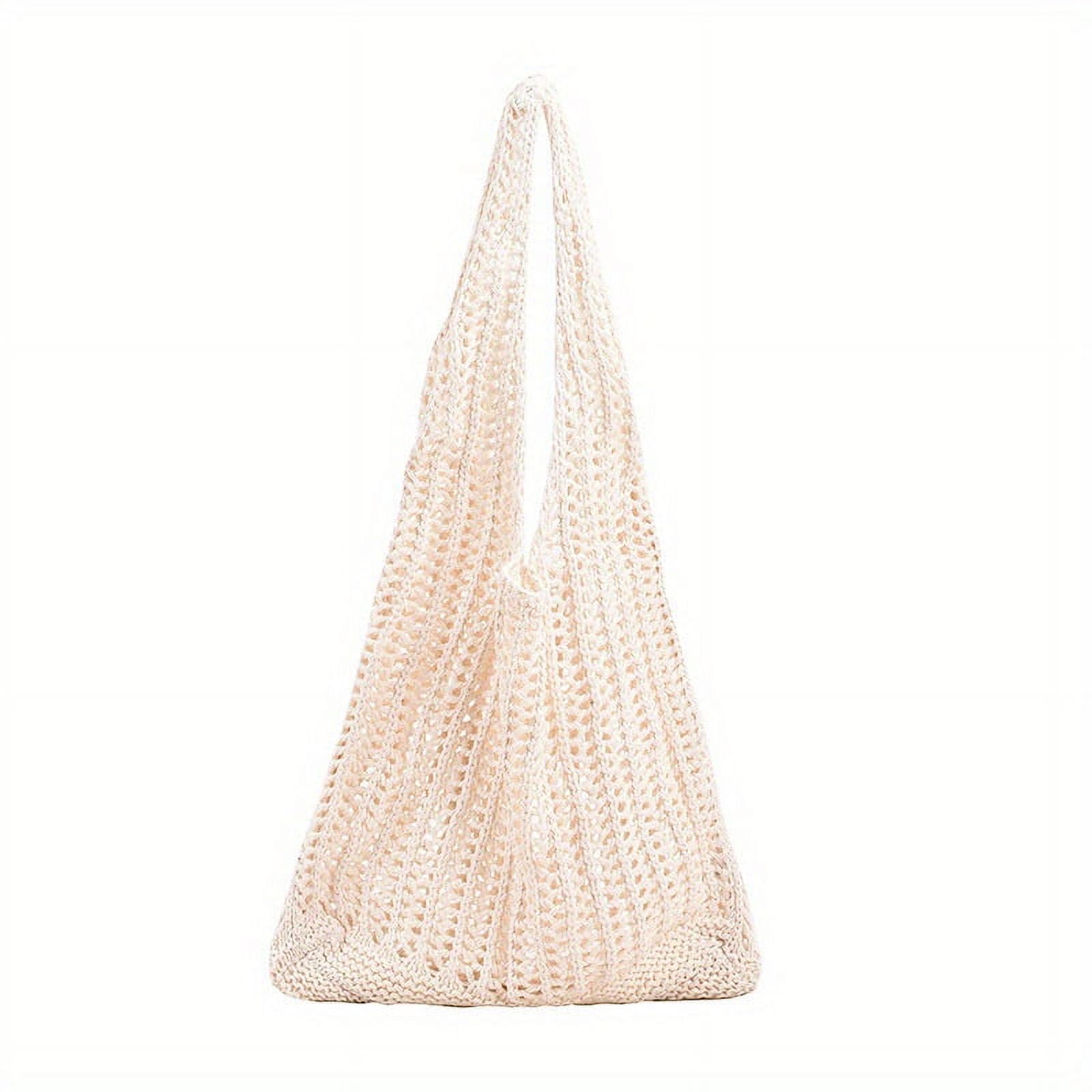 Out Knit Tote Bag, Summer Holiday Beach Bag, Simple Woven Shoulder Bag ...