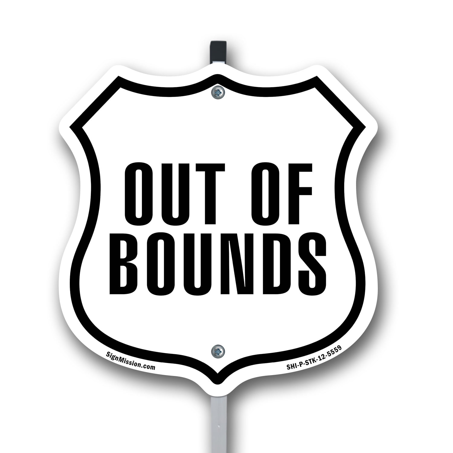 Out Of Bounds 12 inch X 12 inch Shield Shaped Rust-Free Aluminum Metal ...