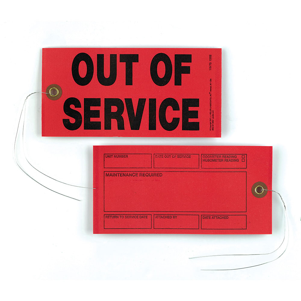 Out of Service Tags 50-pk. - 6.25" x 3.125", Red, Synthetic, 12" Tag ...