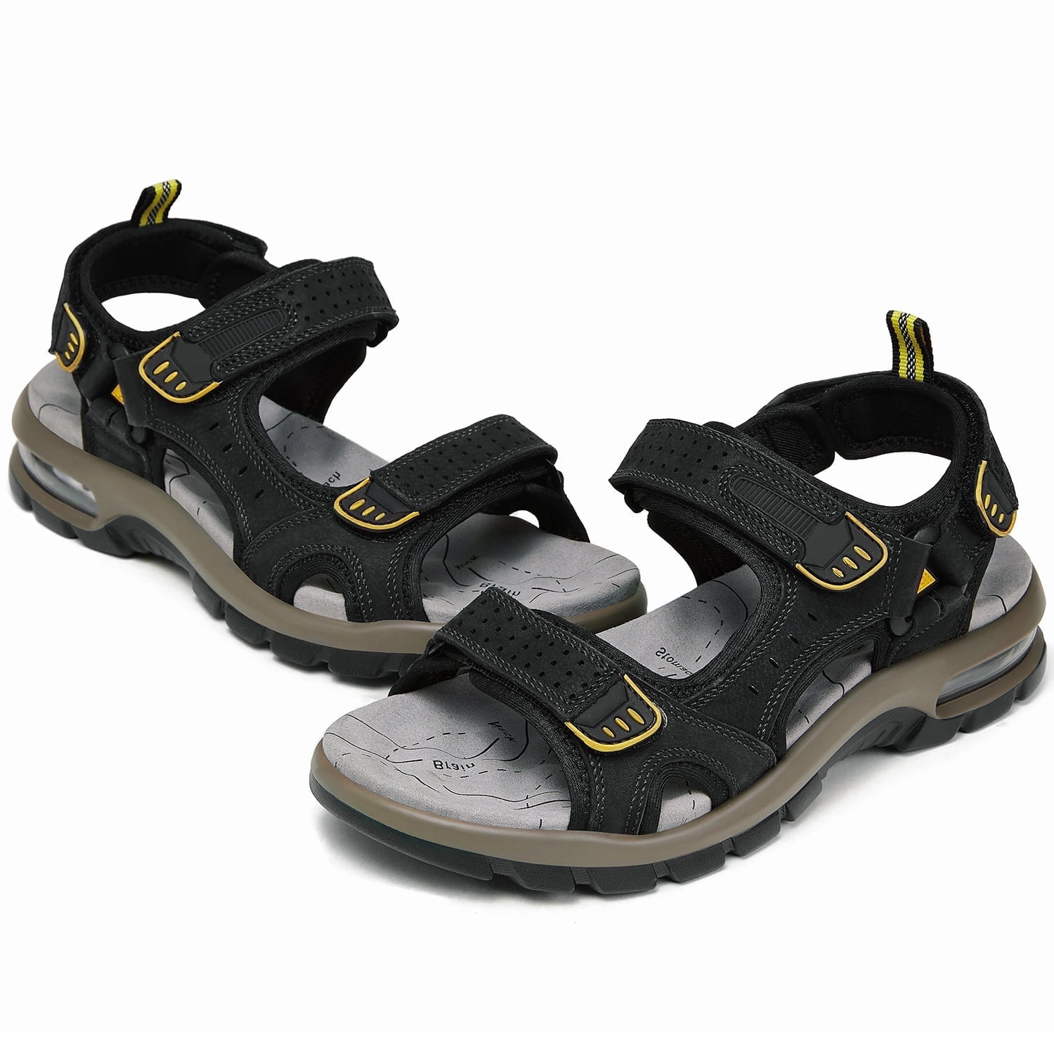 OutPro Men's Hiking Sandals Arch Support Casual Leather Sandals for Men ...