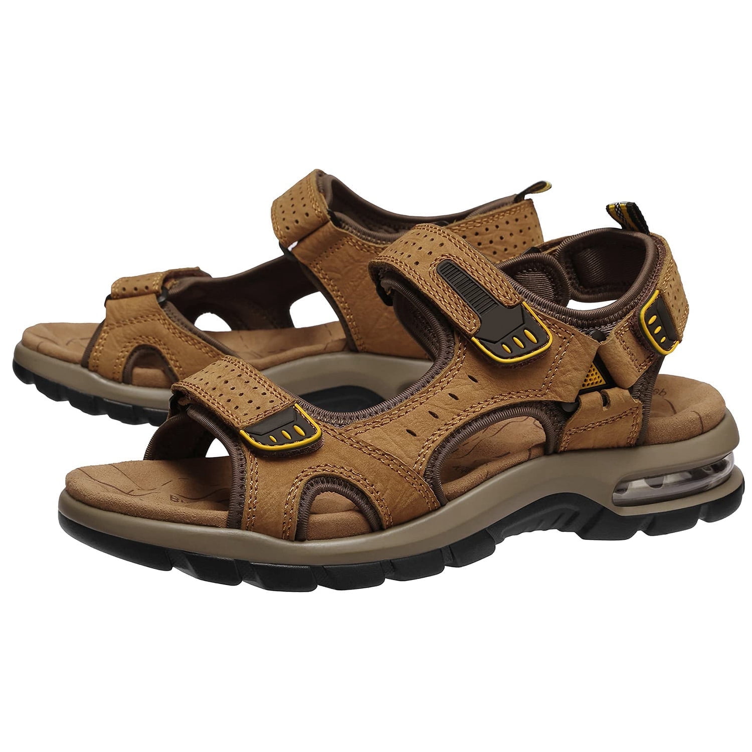 OutPro Men's Hiking Sandals Arch Support Casual Leather Sandals for Men ...