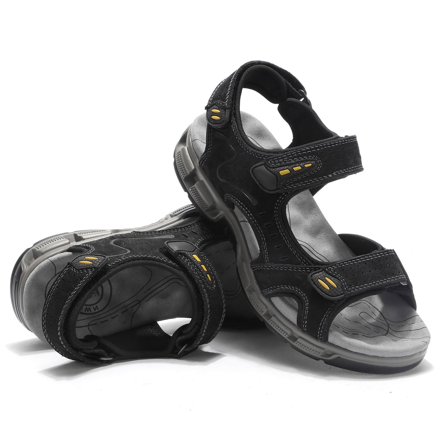 OutPro Men's Leather Sandals Hiking Outdoor Water Beach Sports Mens ...