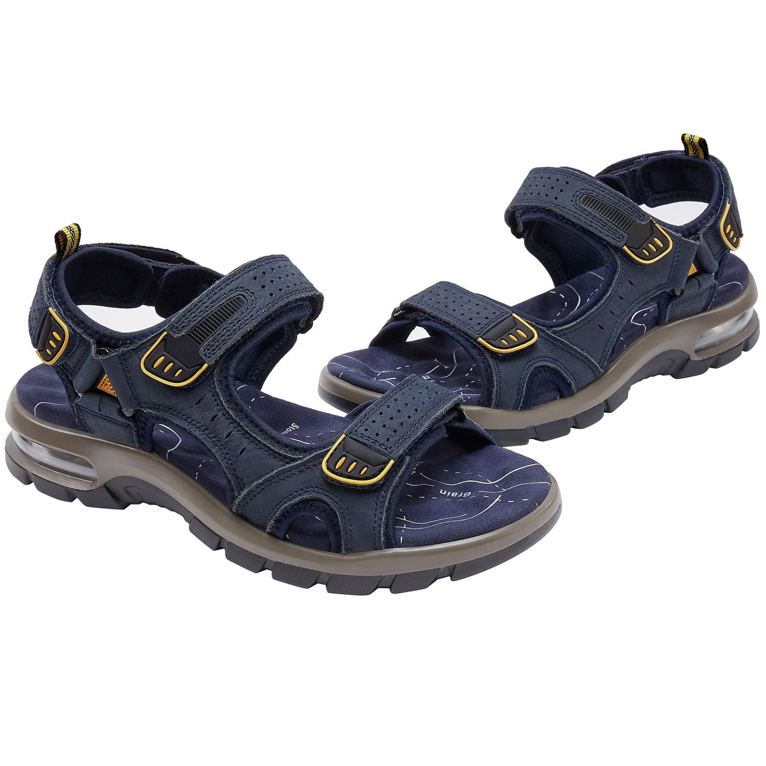 OutPro Men's Hiking Sandals Arch Support Casual Leather Sandals for Men ...