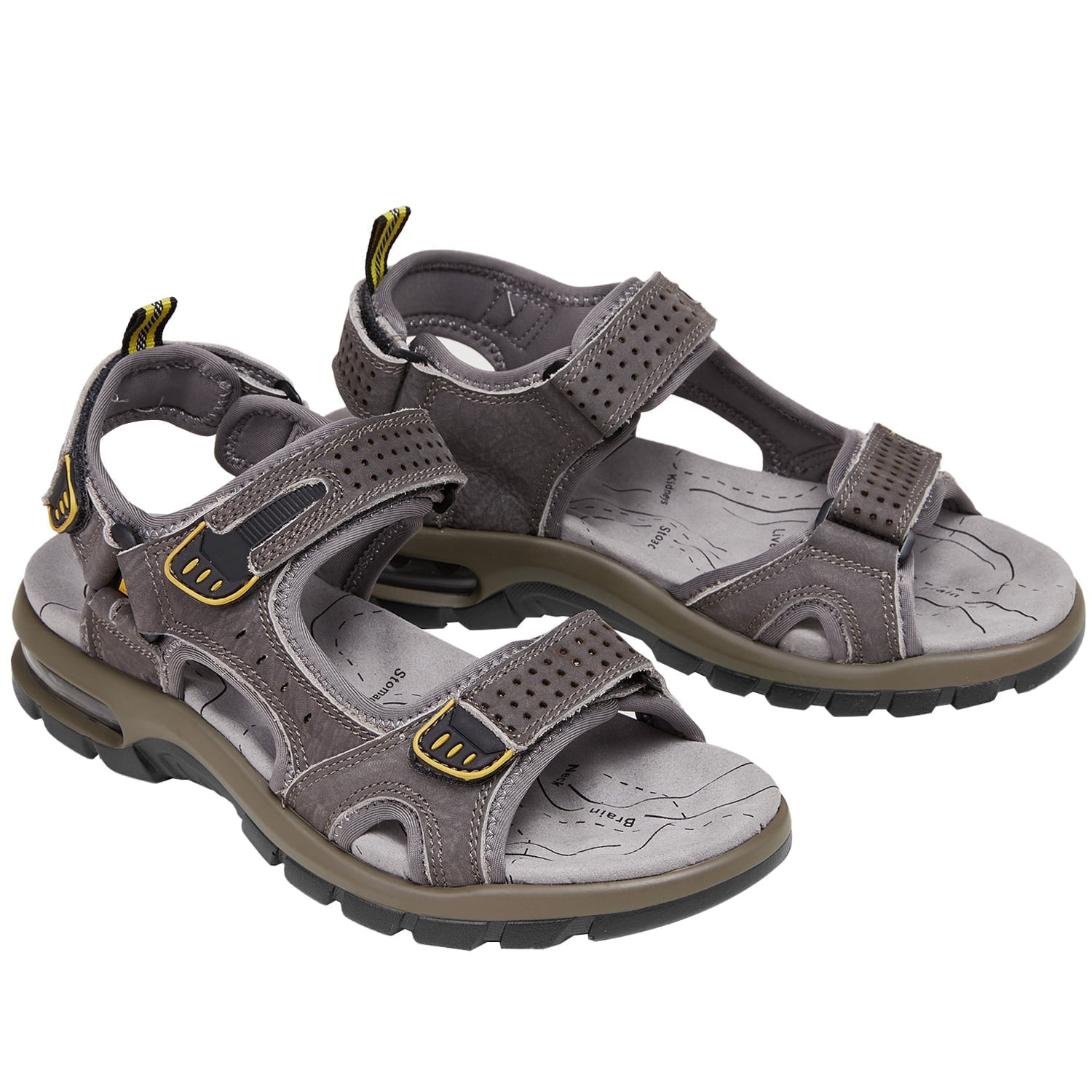 OutPro Men's Hiking Sandals Arch Support Casual Leather Sandals for Men ...
