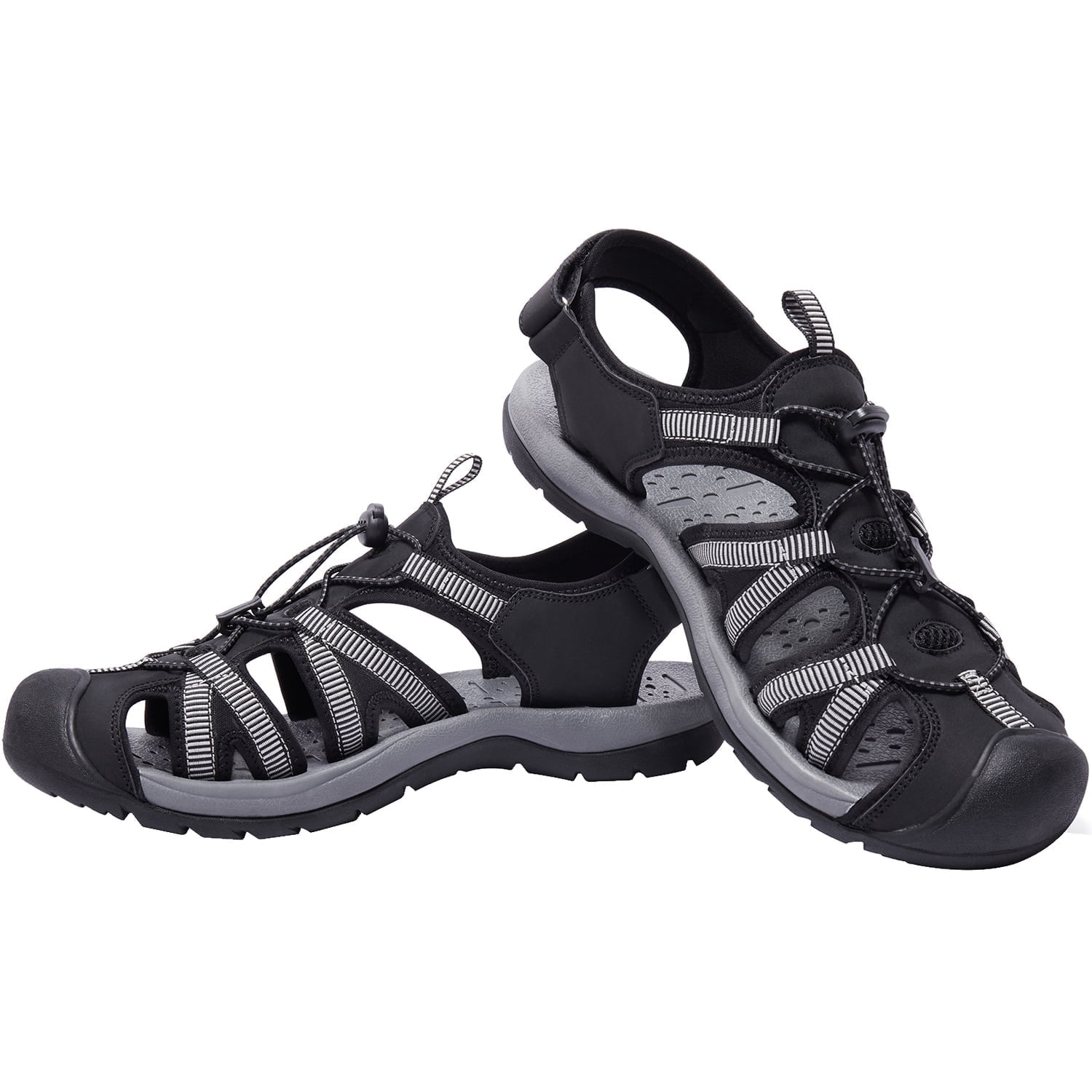 OutPro Mens Hiking Sandals Adjustable Closed Toe Sandals Breathable ...