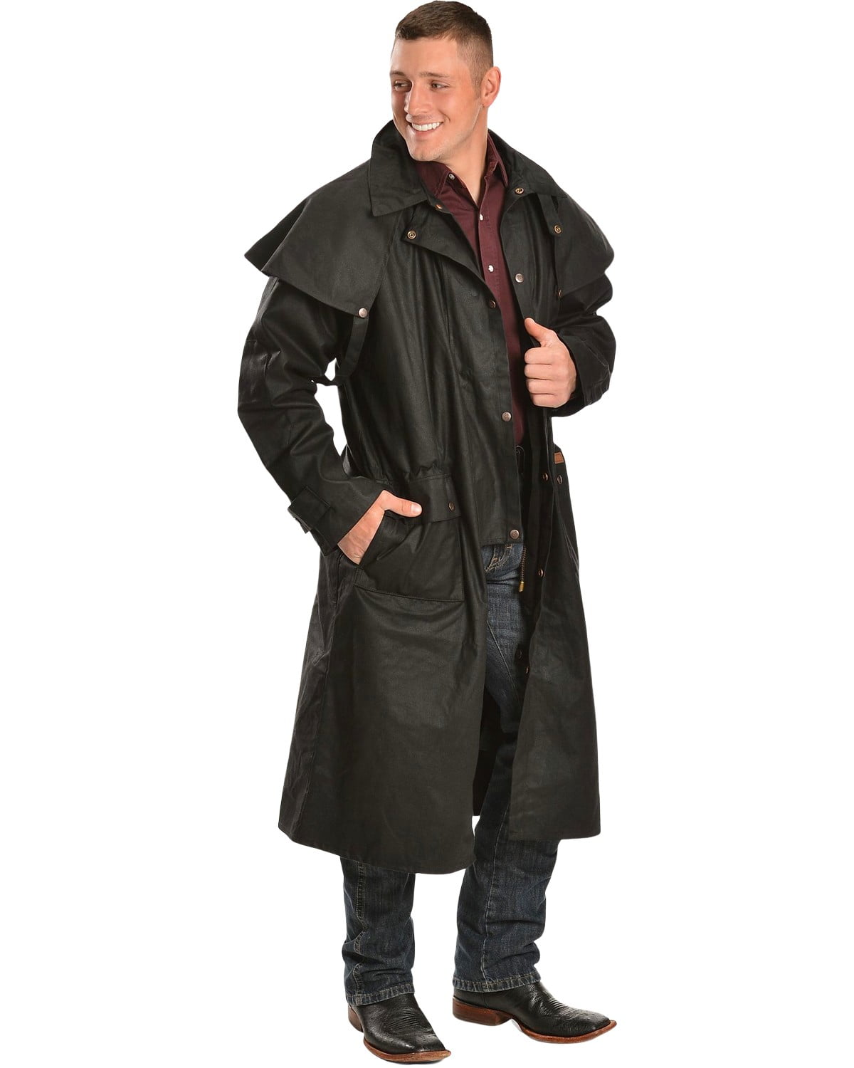Outback Trading Men's Low Rider Waterproof Oilskin Duster, Detachable ...