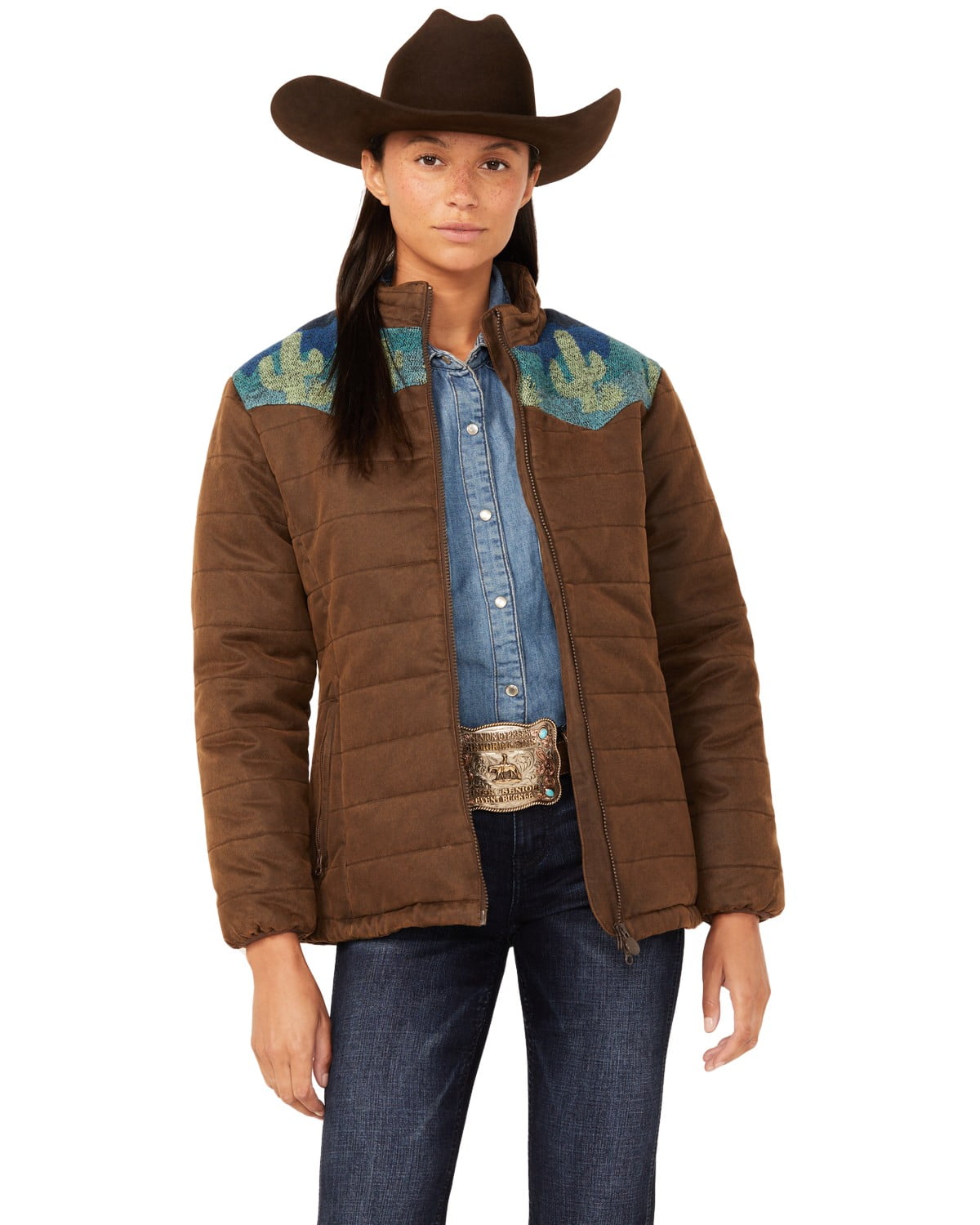 Outback Trading Co Women's Western Printed Yoke Puffer Aspen Jacket ...