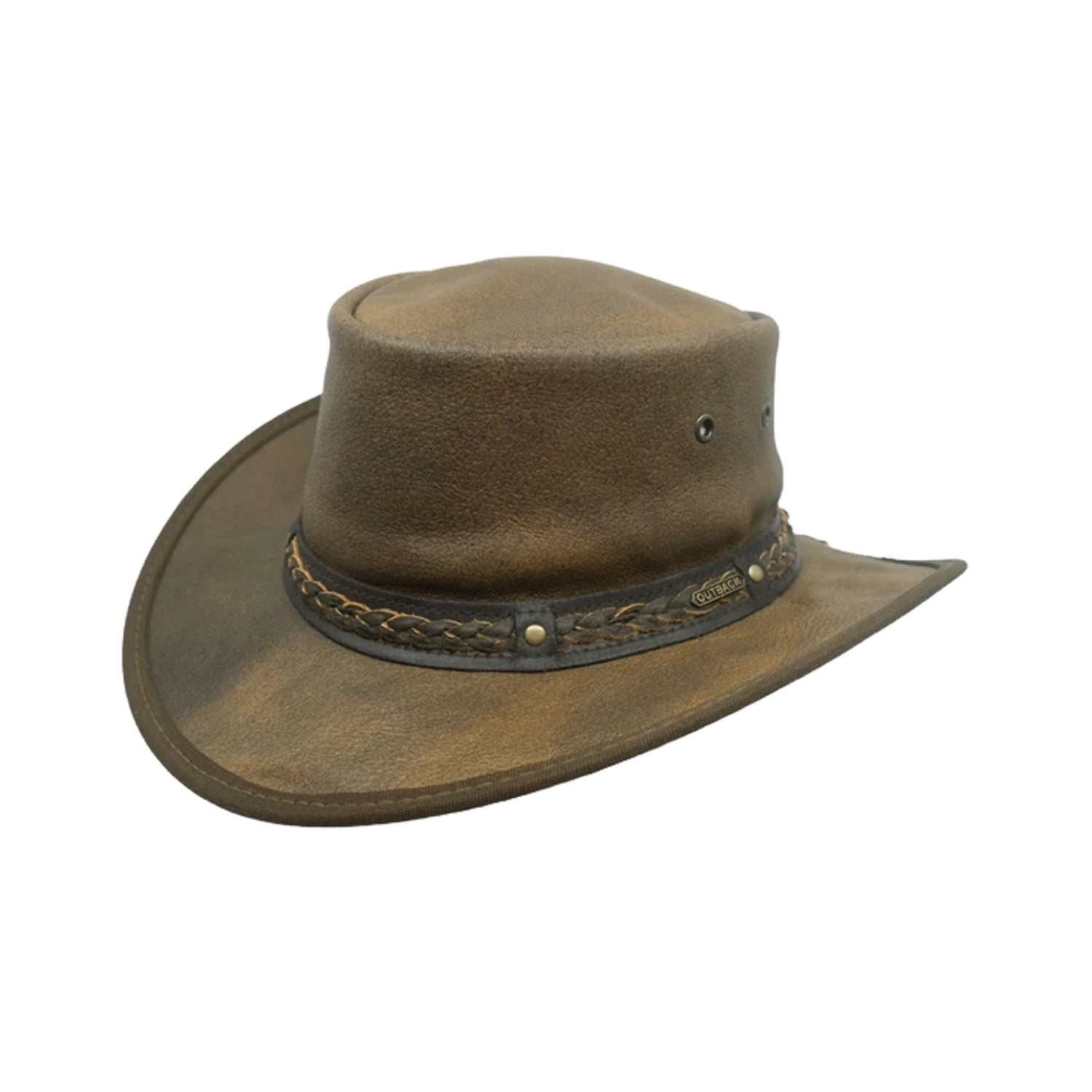 Outback Trading Iron Bark Brindle Brown Leather Western Hat 1377-BDL ...