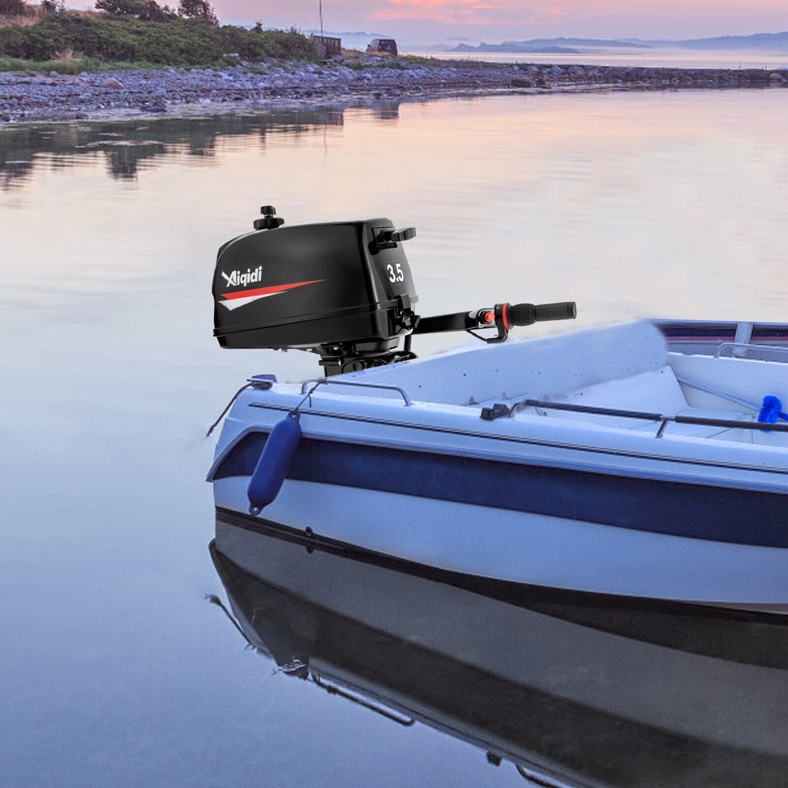 Outboard Motor Boat Engine 3.5HP 2-Stroke w/ Air Cooling & CDI System ...