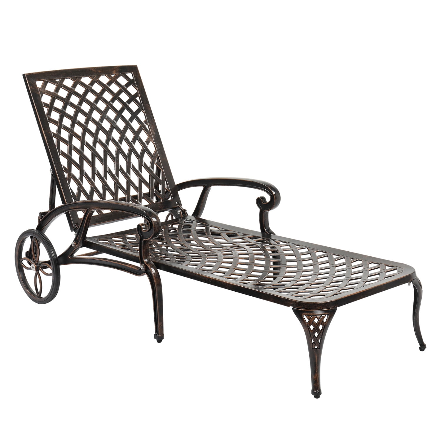 Outddor Lounge Chair with Adjustable Backrest & Moveable Wheels ...