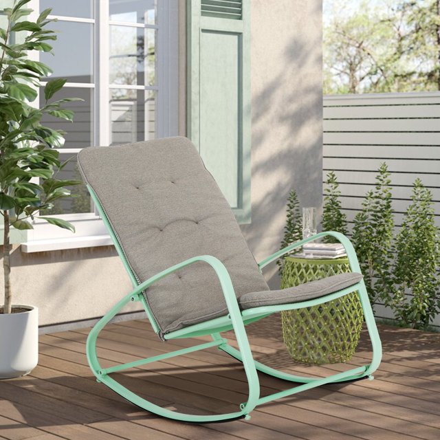 Outdoor 1 PC Rocking Chair Metal Rocking Chair with Cushion for Outdoor ...