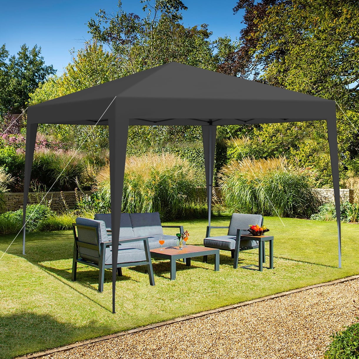 Outdoor 10' x 10' Pop Up Canopy Tent with 4 Sand Bag, Instant Portable ...