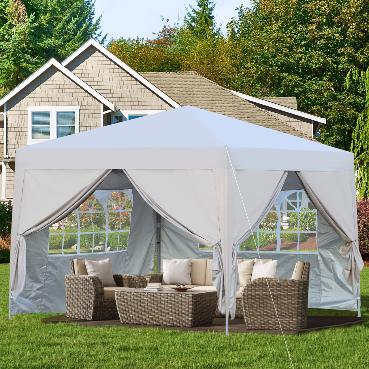 Outdoor 10x10 FT Pop Up Gazebo Canopy Tent, Gazebo Tent with Removable ...