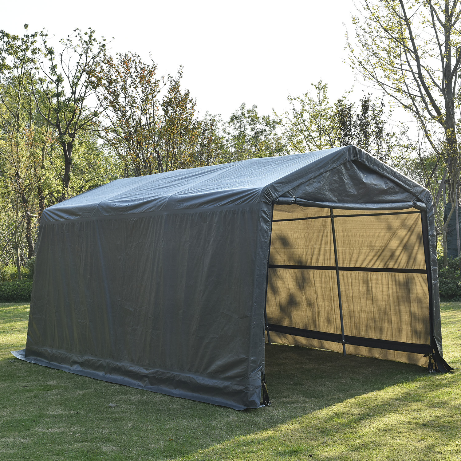 10ft x 10ft x 8ft Outdoor Canopy Carport Tent Car Shelter Garage ...