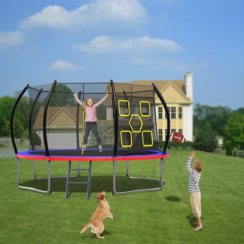 Outdoor 12FT Trampoline with Safety Enclosure Net - Recreational ...