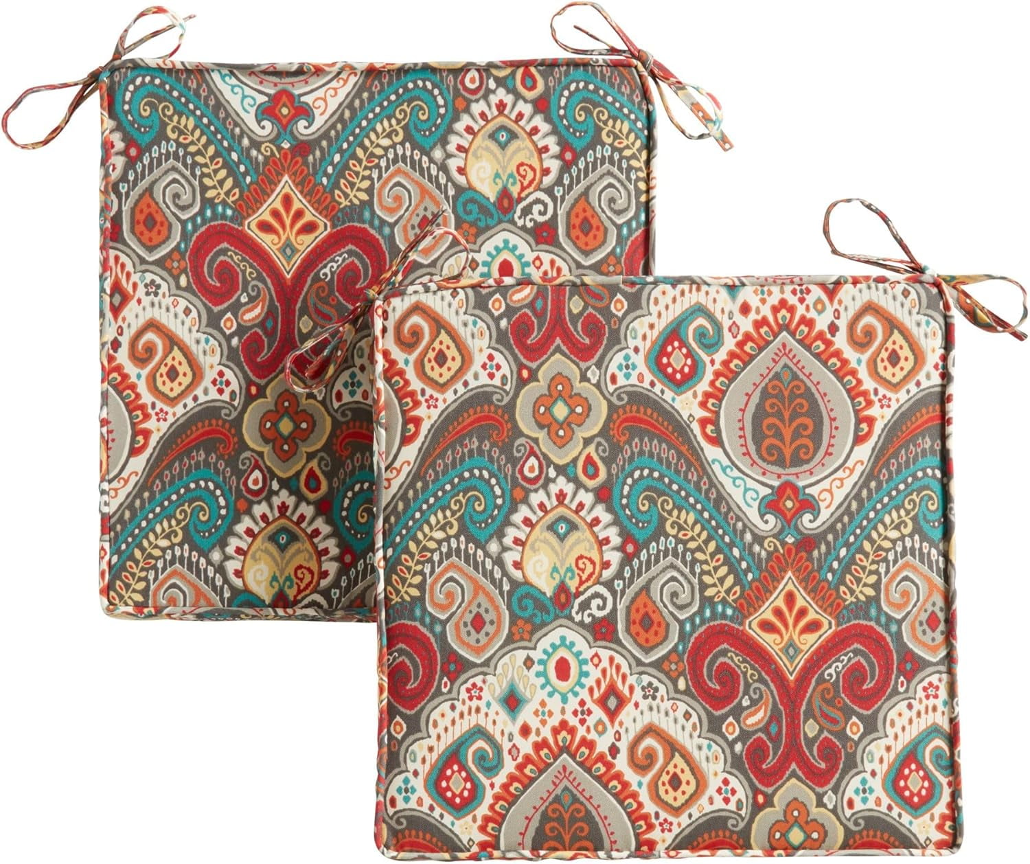 Outdoor 18'' Square Reversible Seat Cushion with Ties, Set of 2 ...