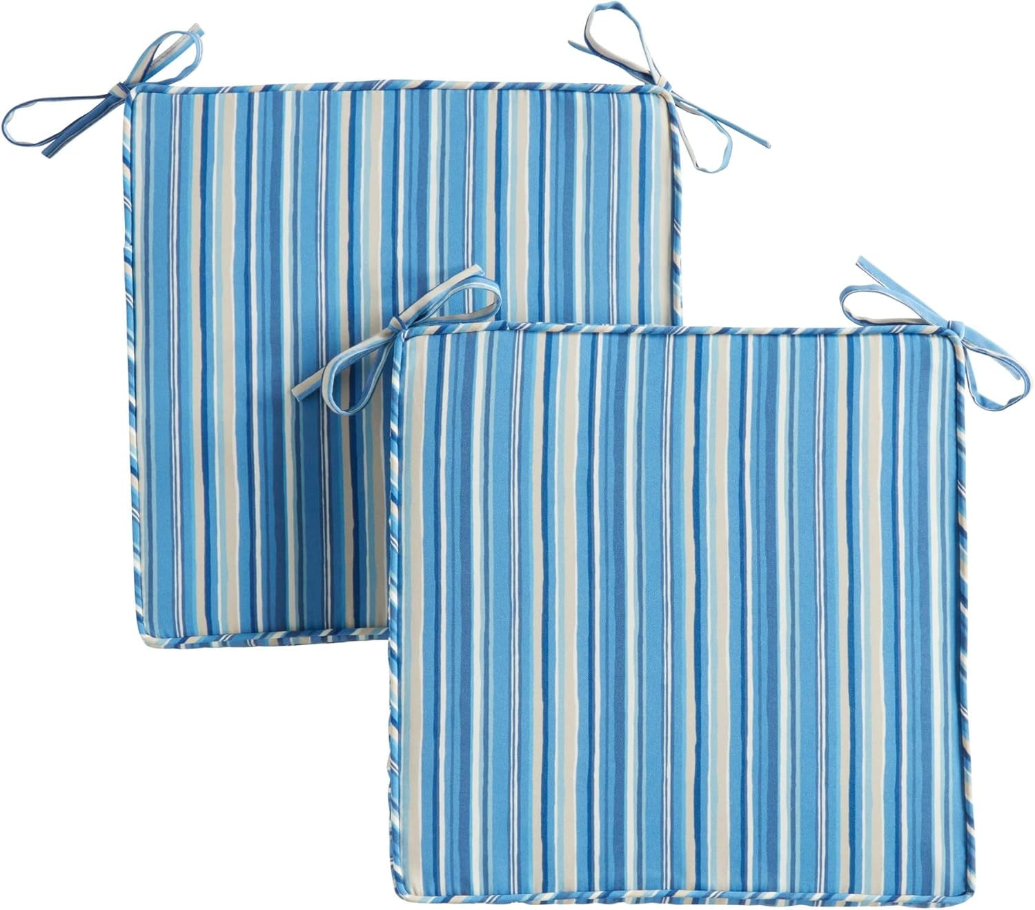 Outdoor 18'' Square Reversible Seat Cushion with Ties, Set of 2, Steel ...