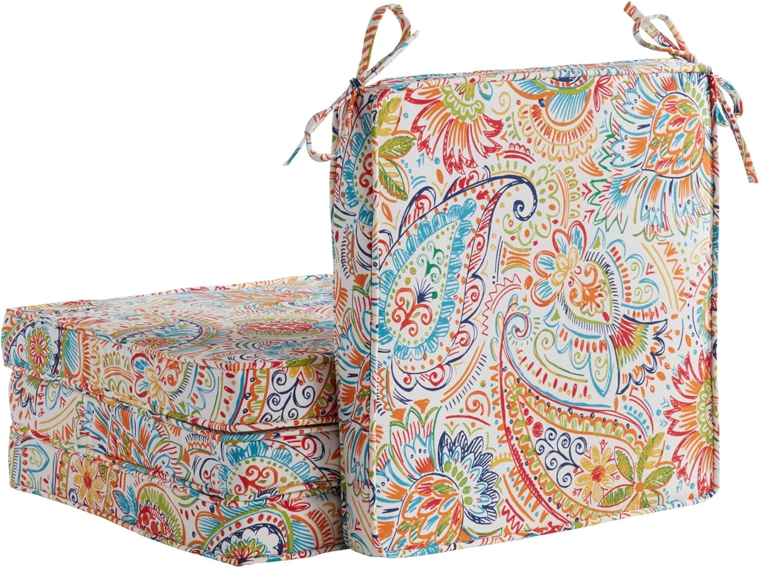 Outdoor 18'' Square Reversible Seat Cushion with Ties, Set of 4 ...