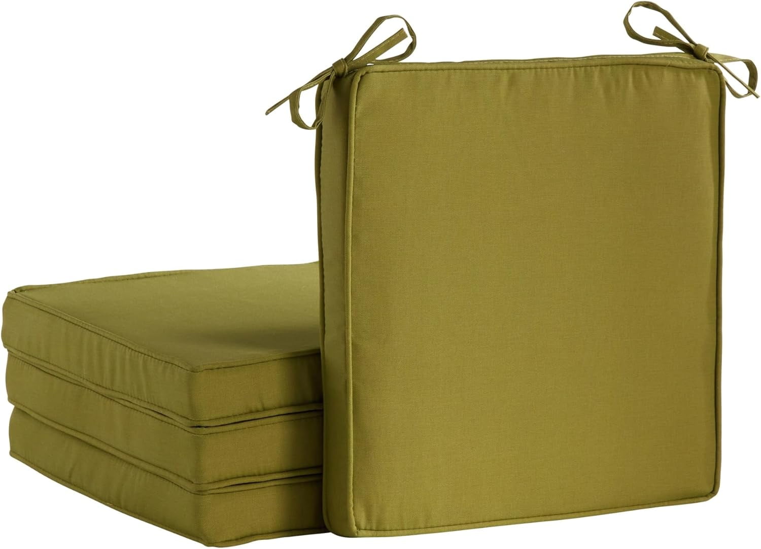 Outdoor 18'' Square Reversible Seat Cushion with Ties, Set of 4, Lime 4 ...