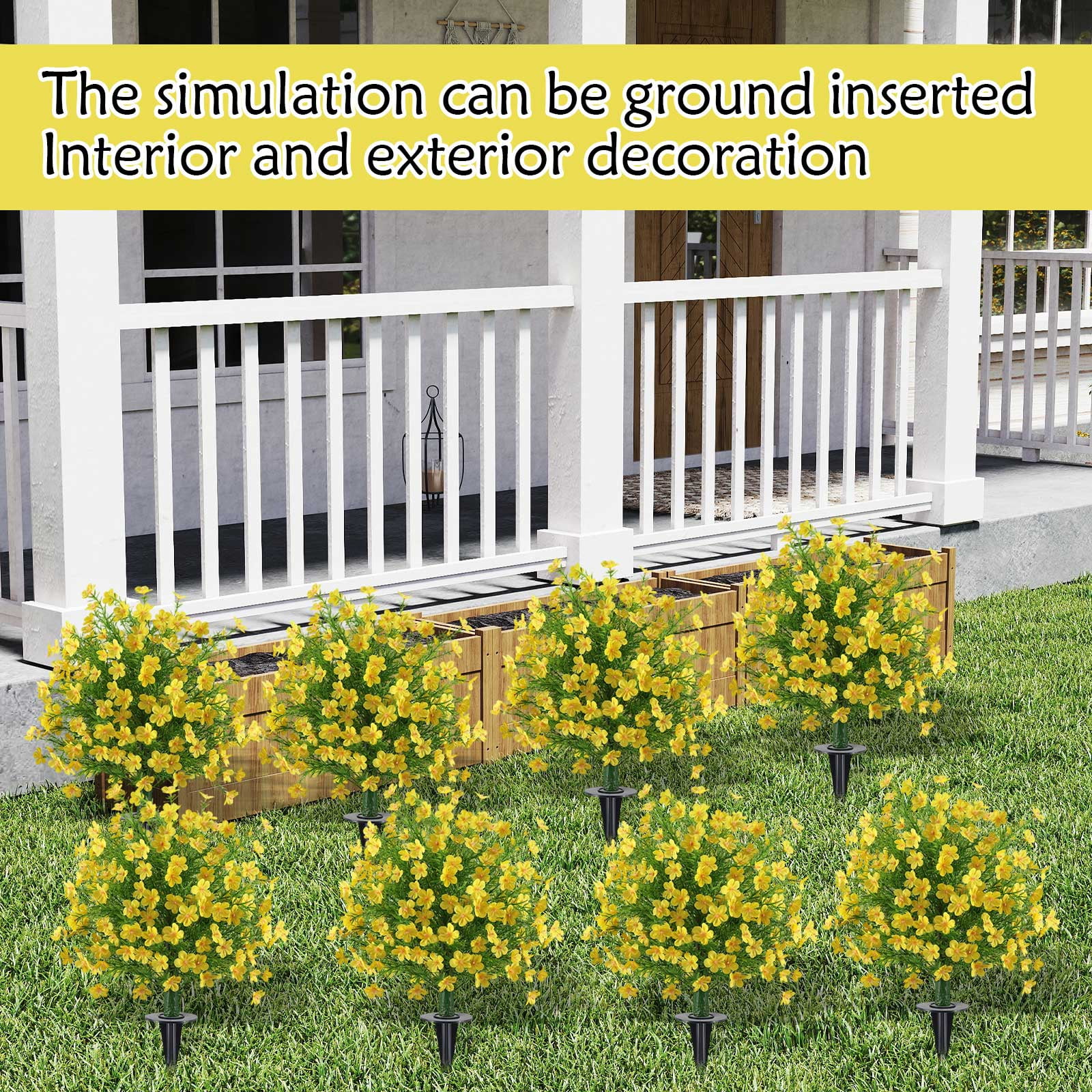 Outdoor 2-Pc Artificial Flower Clusters, UV Resistant Faux Bushes with ...