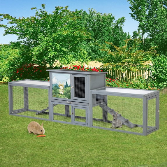 Outdoor 2-Story Rabbit Hutch, Chicken Coop,Large Bunny House with 2 ...