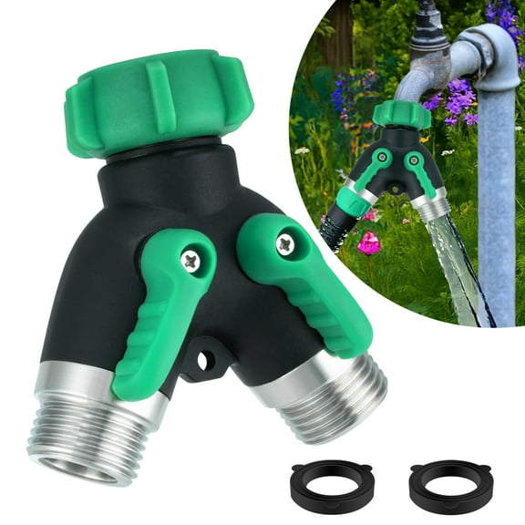 Garden Hose Splitter 2-Way Heavy Duty Solid Brass Y Valve with ...