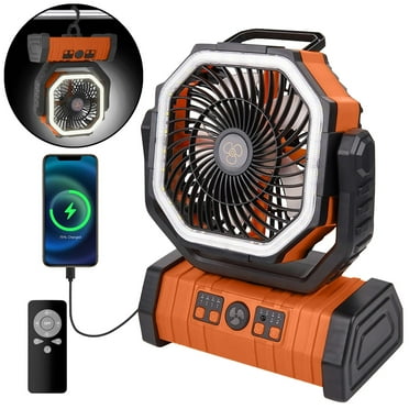 WLRMCI Rechargeable Camping Fan with Light, 10400mAh, USB Charging, for ...