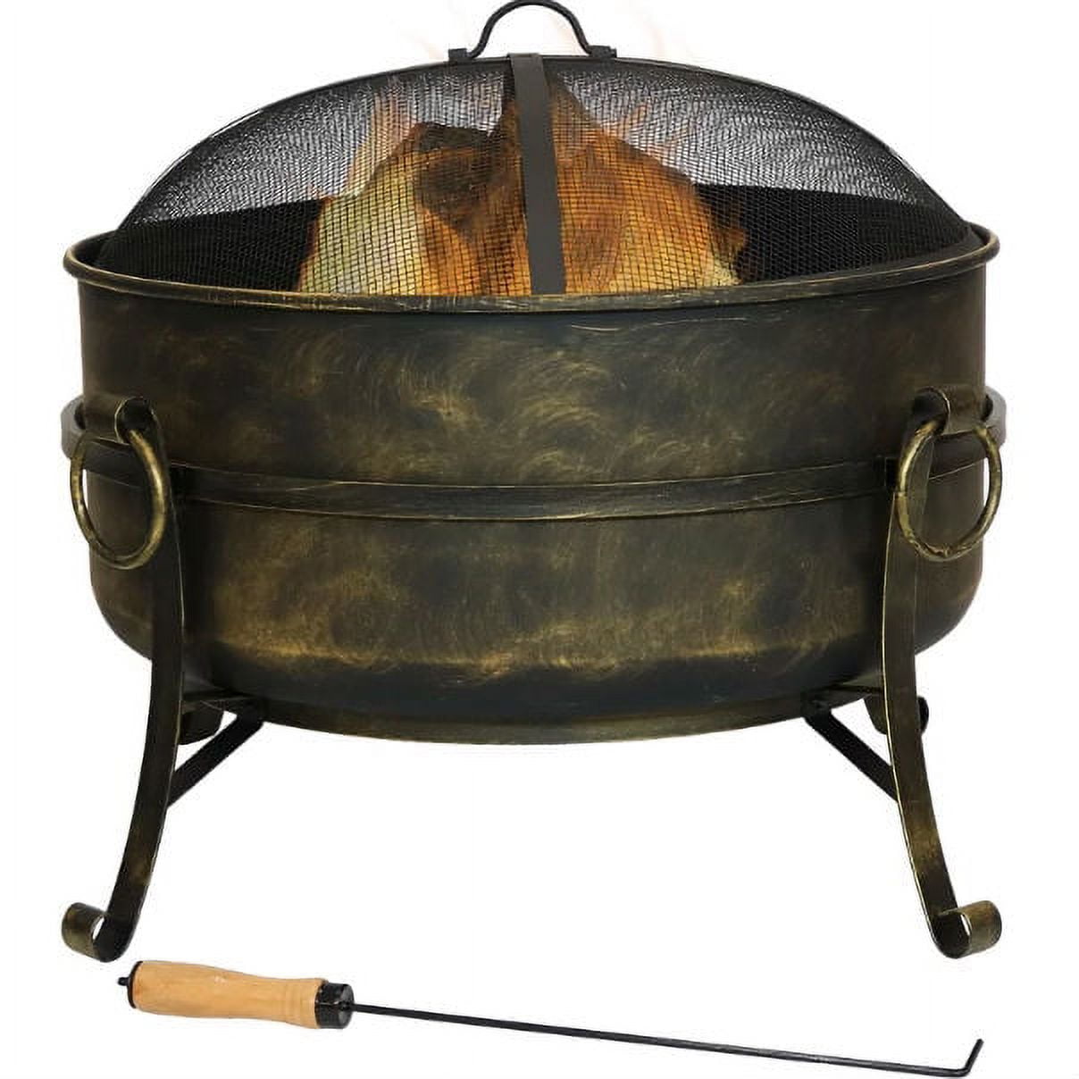 Outdoor 24-inch Diameter Steel Cauldron Wood Burning Fire Pit - Walmart.com