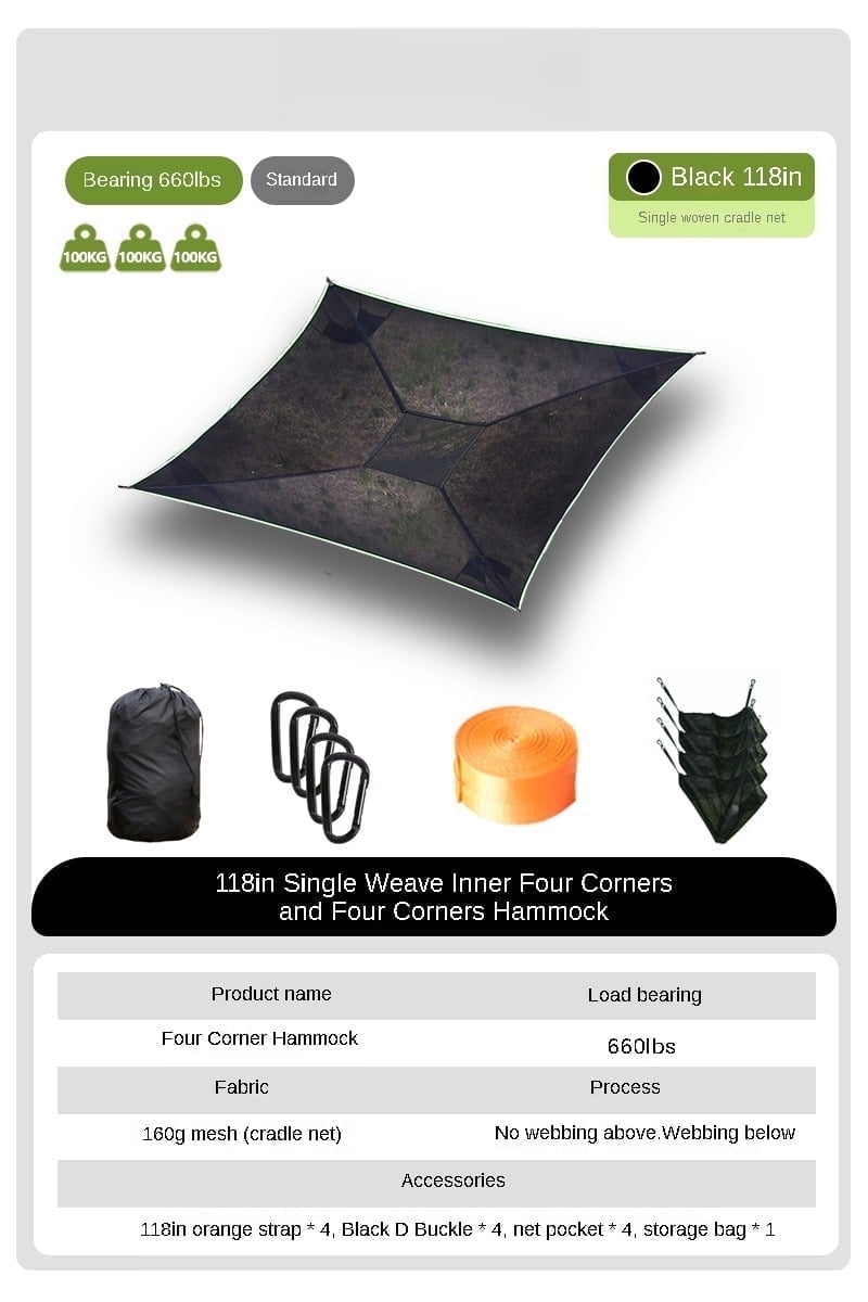 Outdoor 3-5 Person Mesh Hammock with Anti-Tip Design, Can Bear 1100lb ...