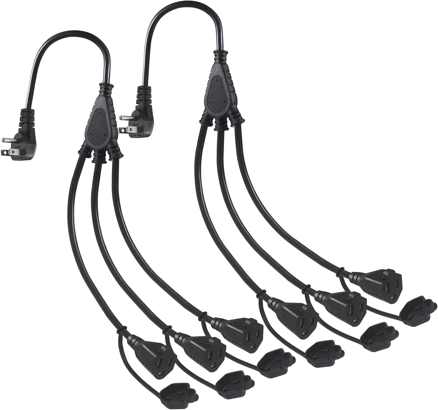 Outdoor 3-Outlet Power Splitter, 90-Degree Flat Plug 1 to 3 Way Outlet ...