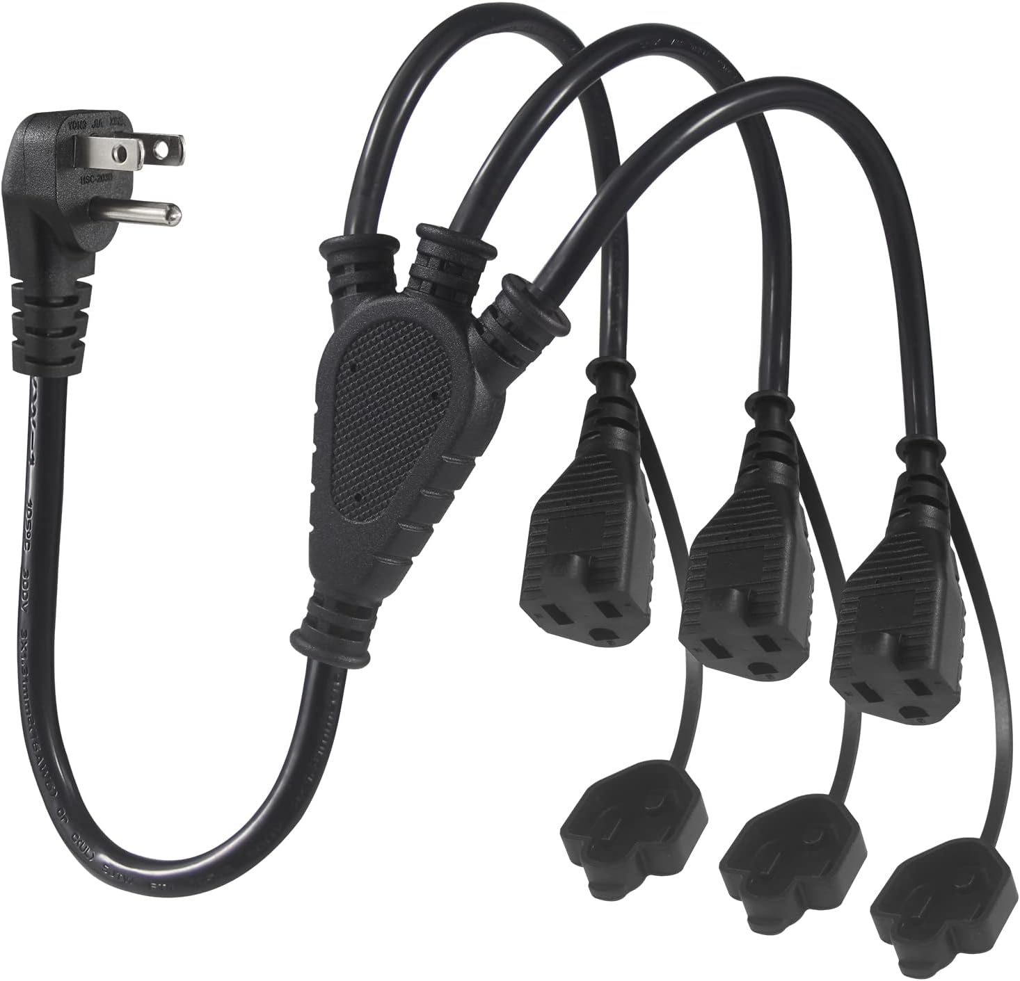 Outdoor 3-Outlet Power Splitter, 90-Degree Flat Plug 1 to 3 Way Outlet ...
