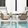 3-Piece Outdoor Swivel Chairs & Side Table Patio Set, Handmade Rattan ...