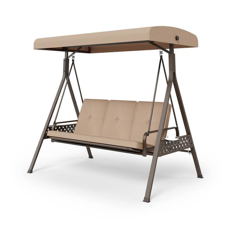 Outdoor 3-Seat Porch Swing Chair with Canopy, Patio Swing featuring ...