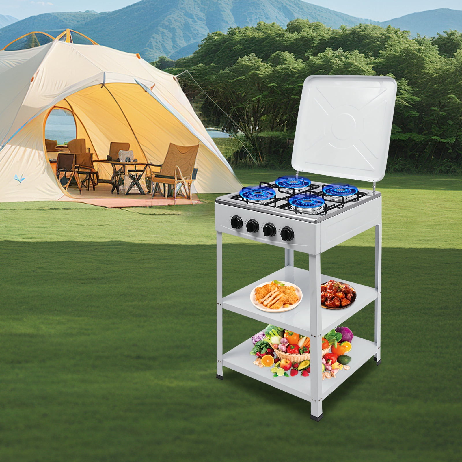 Outdoor 300000 BTU Stove Propane 4 Burner Portable Cooker BBQ Grill ...
