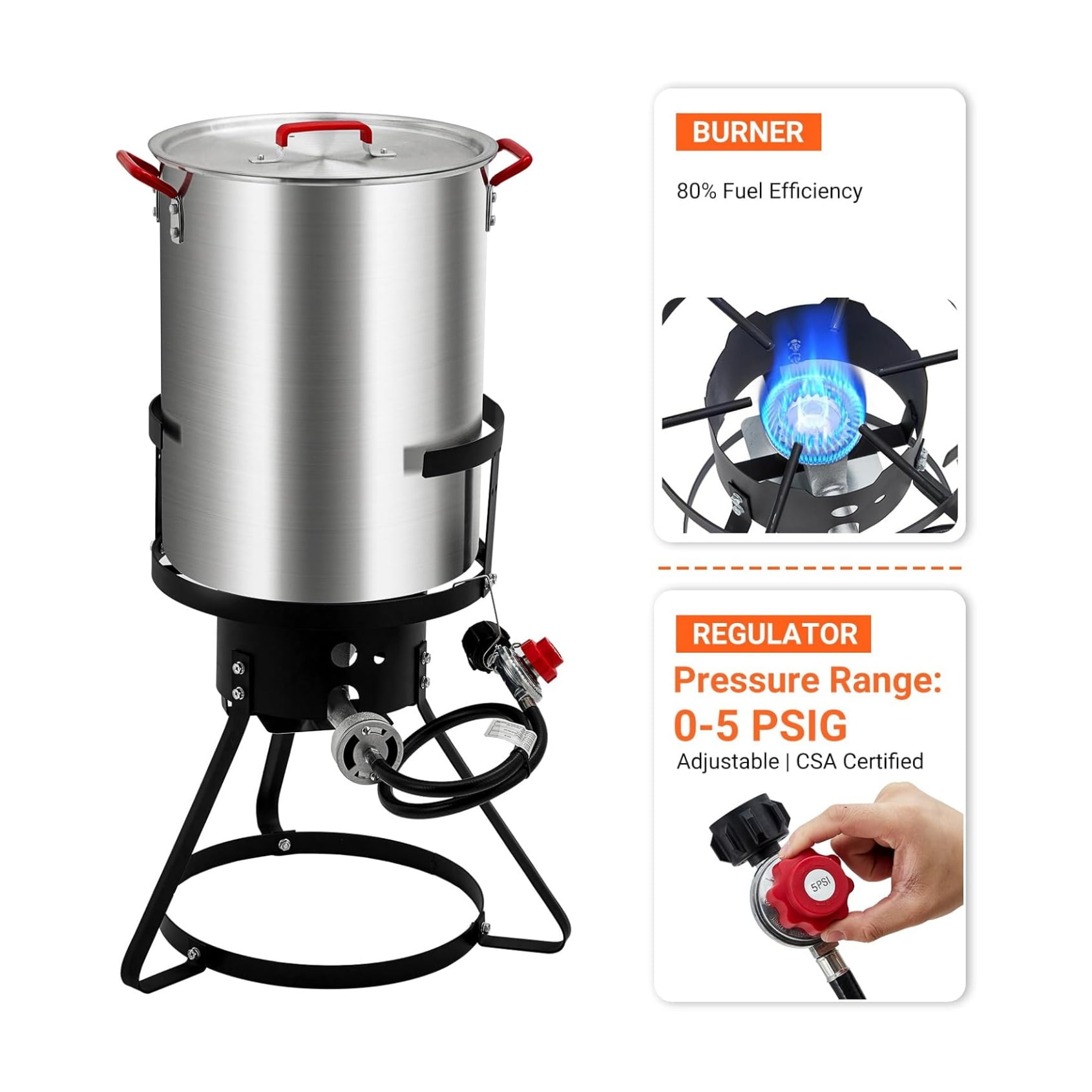 Outdoor 30Qt Turkey Fryer, Aluminum Deep Fryer & Seafood Boiler Steamer ...