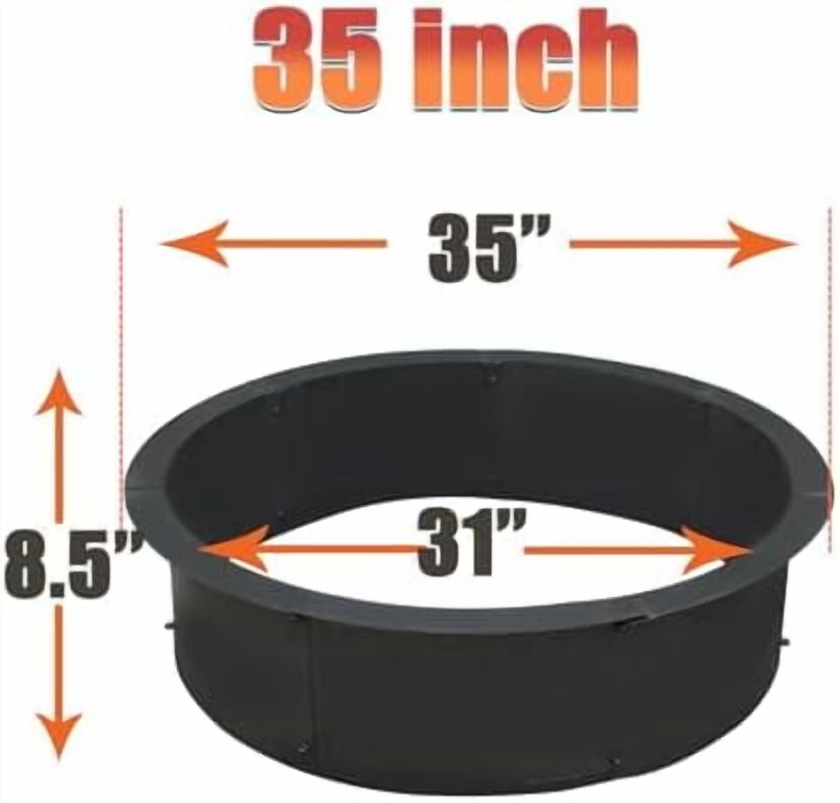 Outdoor 35-Inch Outer/31-Inch Inner Fire Pit Ring,Duty Solid Metal ...
