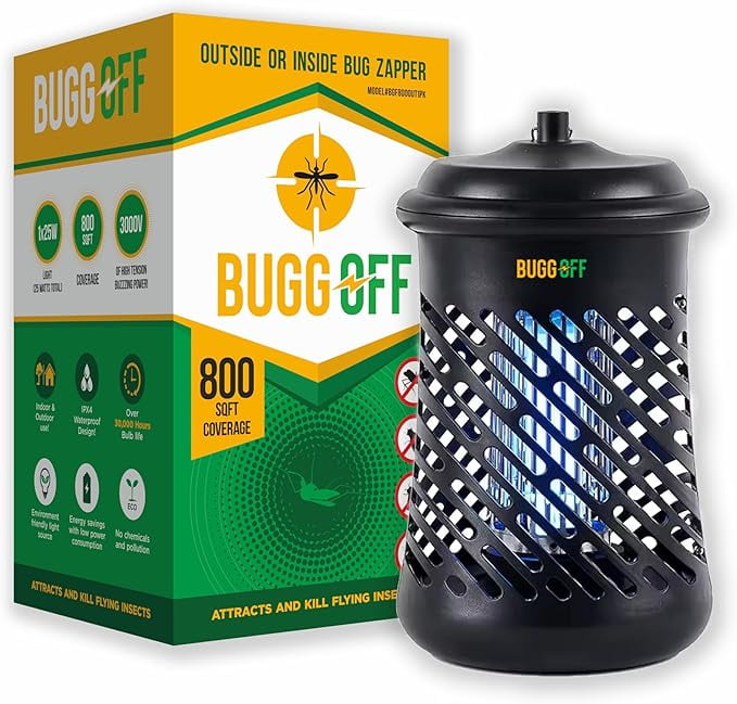 BUGGOFF Electric Mosquito Zapper, 20W UV Light, 1000 Sq Ft Coverage ...