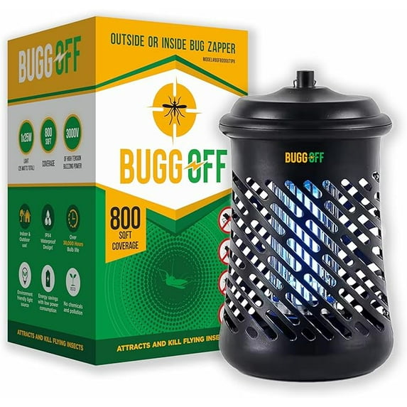 BUGGOFF Electric Mosquito Zapper, 20W UV Light, 1000 Sq Ft Coverage ...