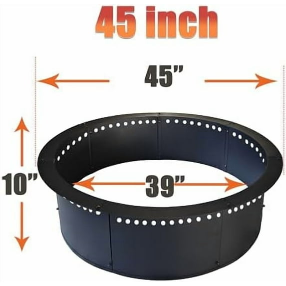 Outdoor 45-Inch Outer/39-Inch Inner Fire Pit Ring Smokeless,Duty Solid ...