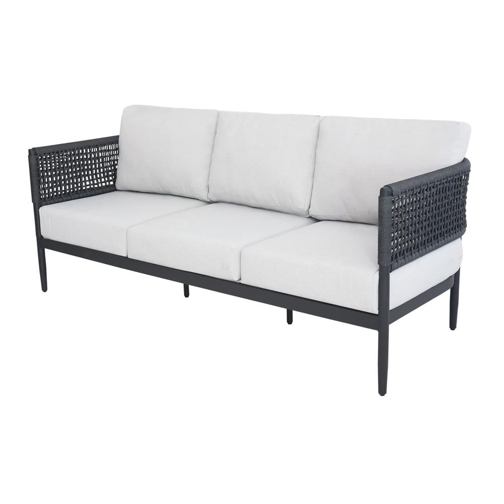 Outdoor 5 Piece Aluminum Woven Abaca Rope Patio Furniture Set - Charcoal - Walmart.com
