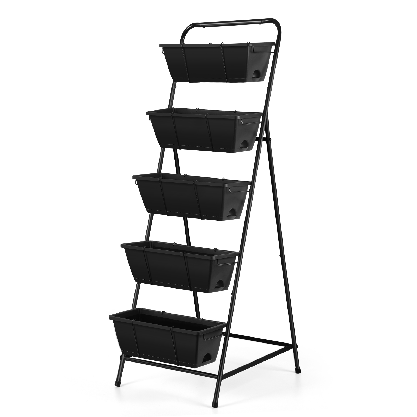 Outdoor 5-Tier Planter Rack with Drainage Holes and Removable Tray ...