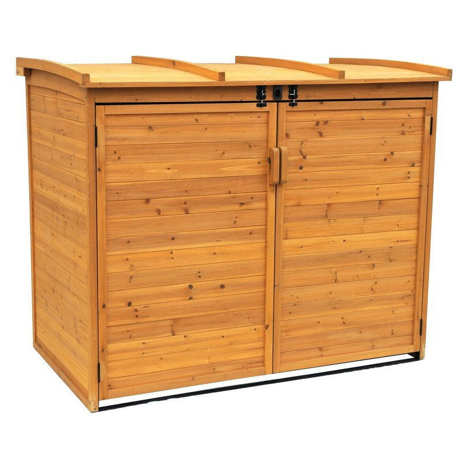 Outdoor 65 x 38 inch Wood Storage Shed for Trash Garbage Recycle Bins ...