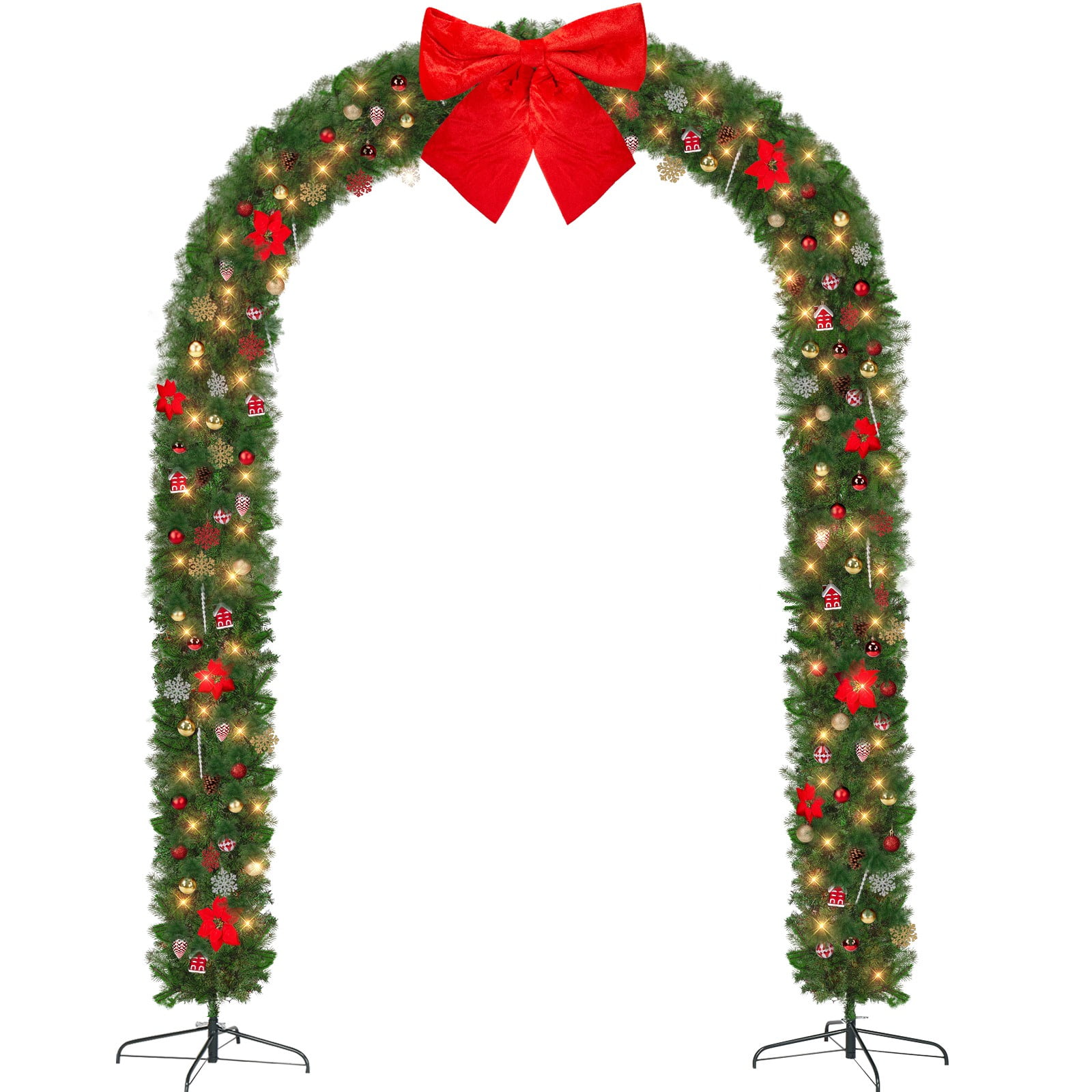Outdoor 8.7 FT PVC Christmas Arch with Lights, Ornaments Holiday Arch ...