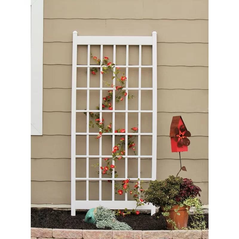 Outdoor 85-inch x 38-inch White PVC Vinyl Lattice Garden Trellis ...
