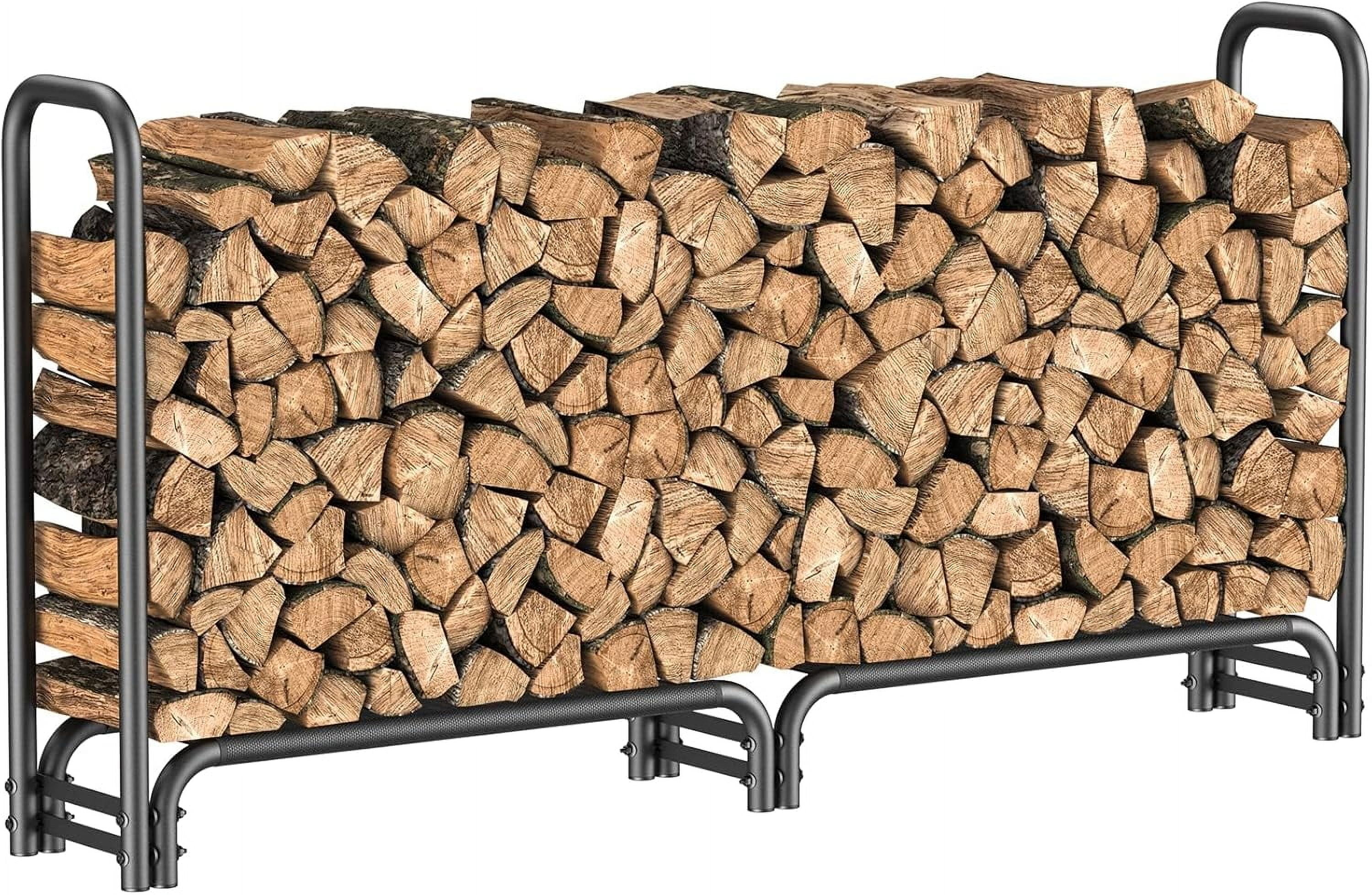 Outdoor 8FT Firewood Rack with Fabric Mesh for Storing Logs of Various ...