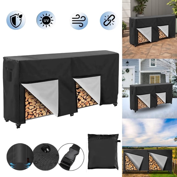 Outdoor 8ft Firewood Rack Cover Storage Protector Waterproof Heavy Duty ...