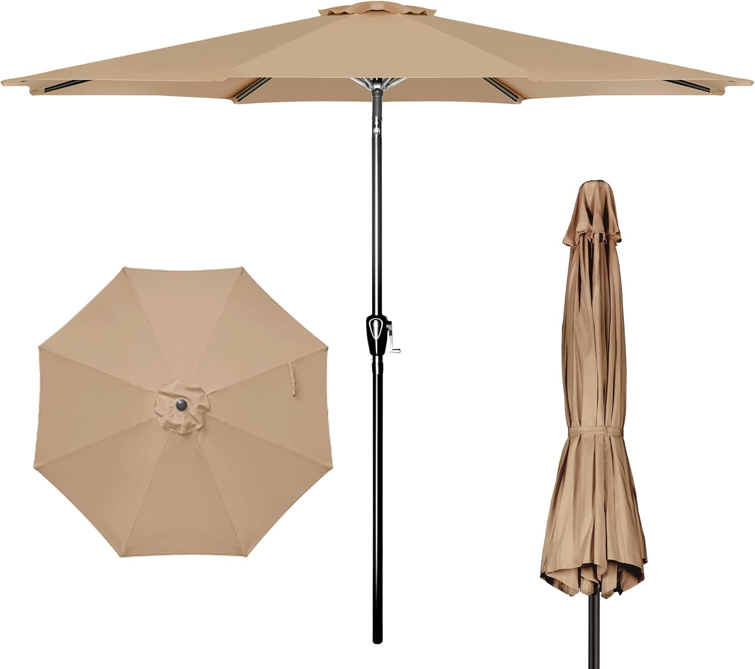 Outdoor 9ft Patio Umbrella with 8 Strong Ribs, Tilt Button and Crank ...