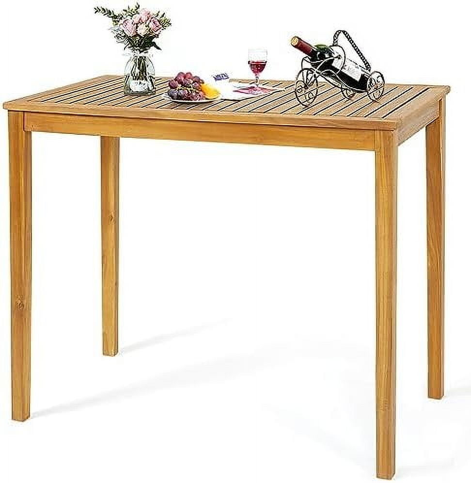 Outdoor Acacia Wood Bar Table, 45” Rectangular Bar Height Dining Table ...
